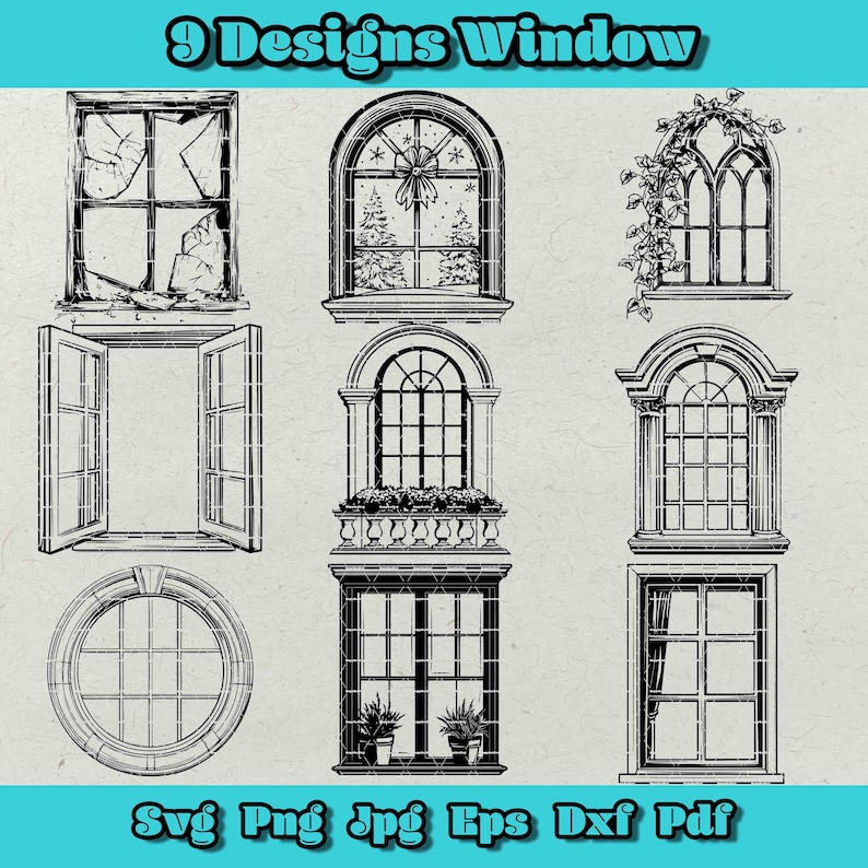 Window Svg Bundle, Floral Windows Png, Open Window Dxf, Broken Window ...