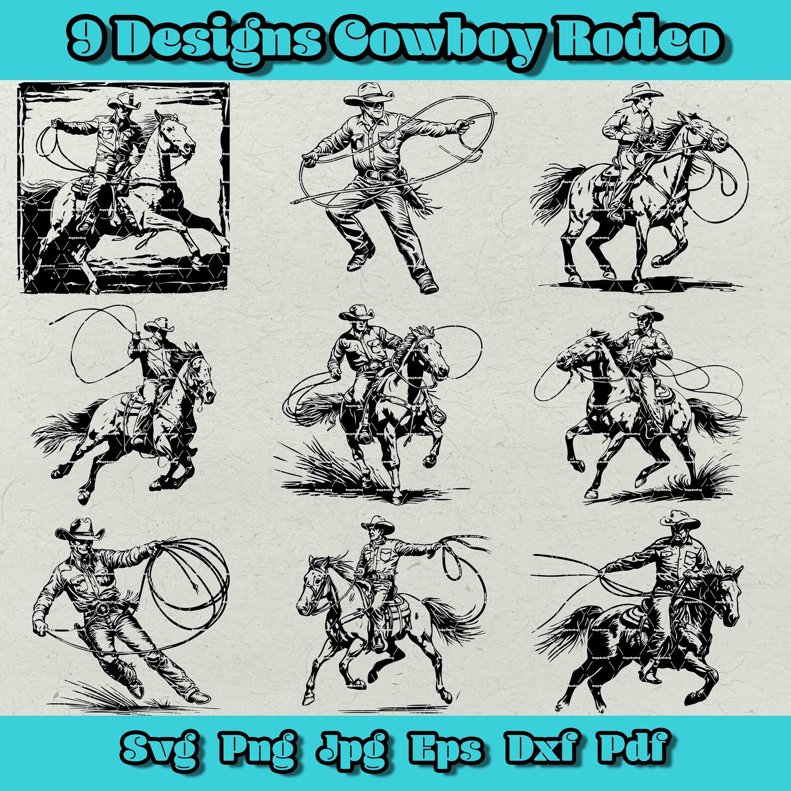 Cowboy Roping Rodeo Svg Bundle, Western Cattle Lasso Ropers Ranch PNG ...