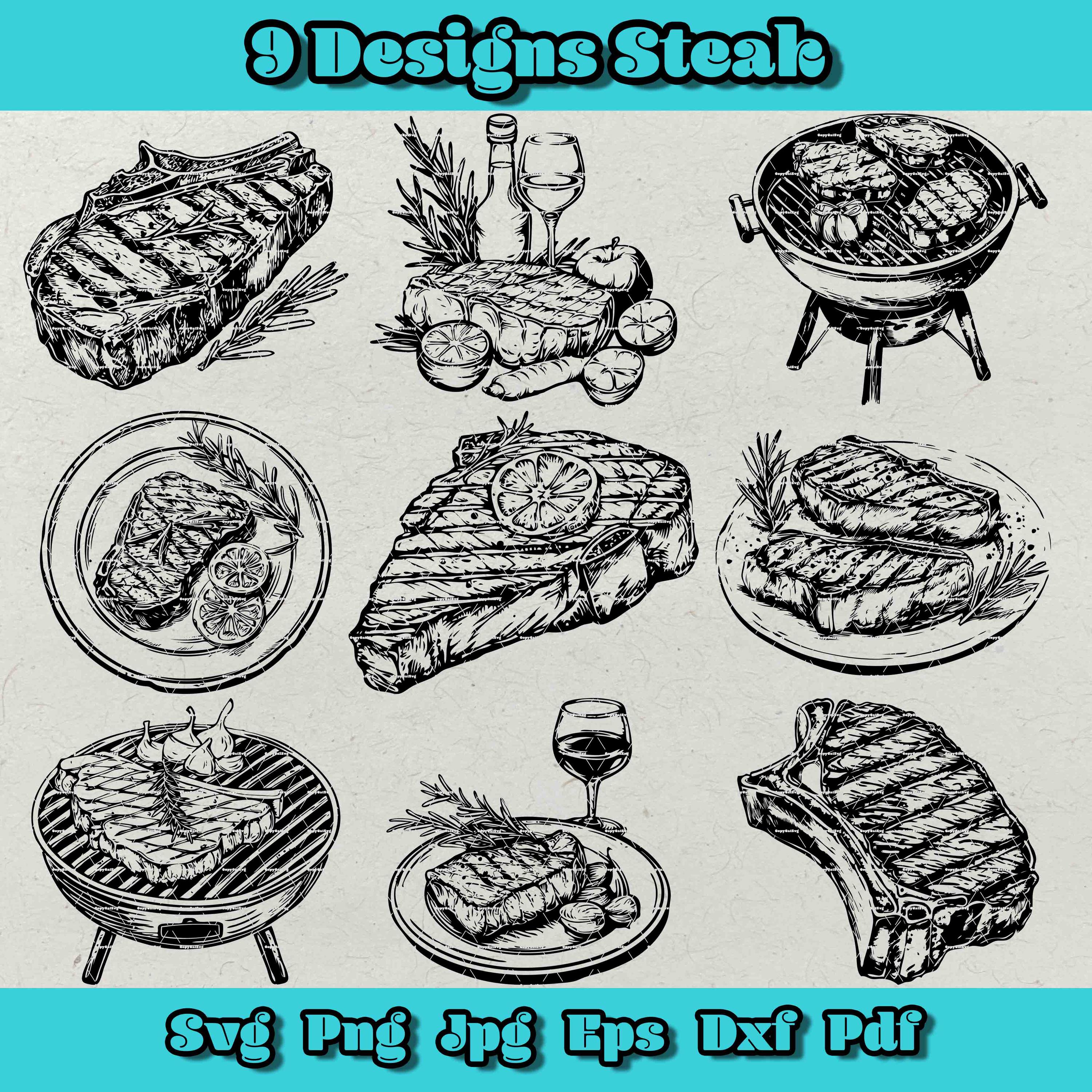 Steak Svg Bundle,meat Png,grilled Steak Dxf,food Svg,wine and Steak Svg ...
