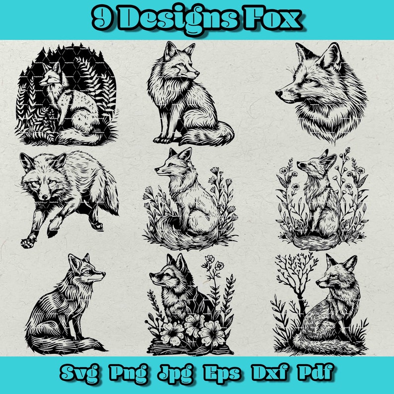 Fox Svg Bundle, Fox Head Png, Hunter Fox Svg, Cute Fox Dxf, Wild Fox ...