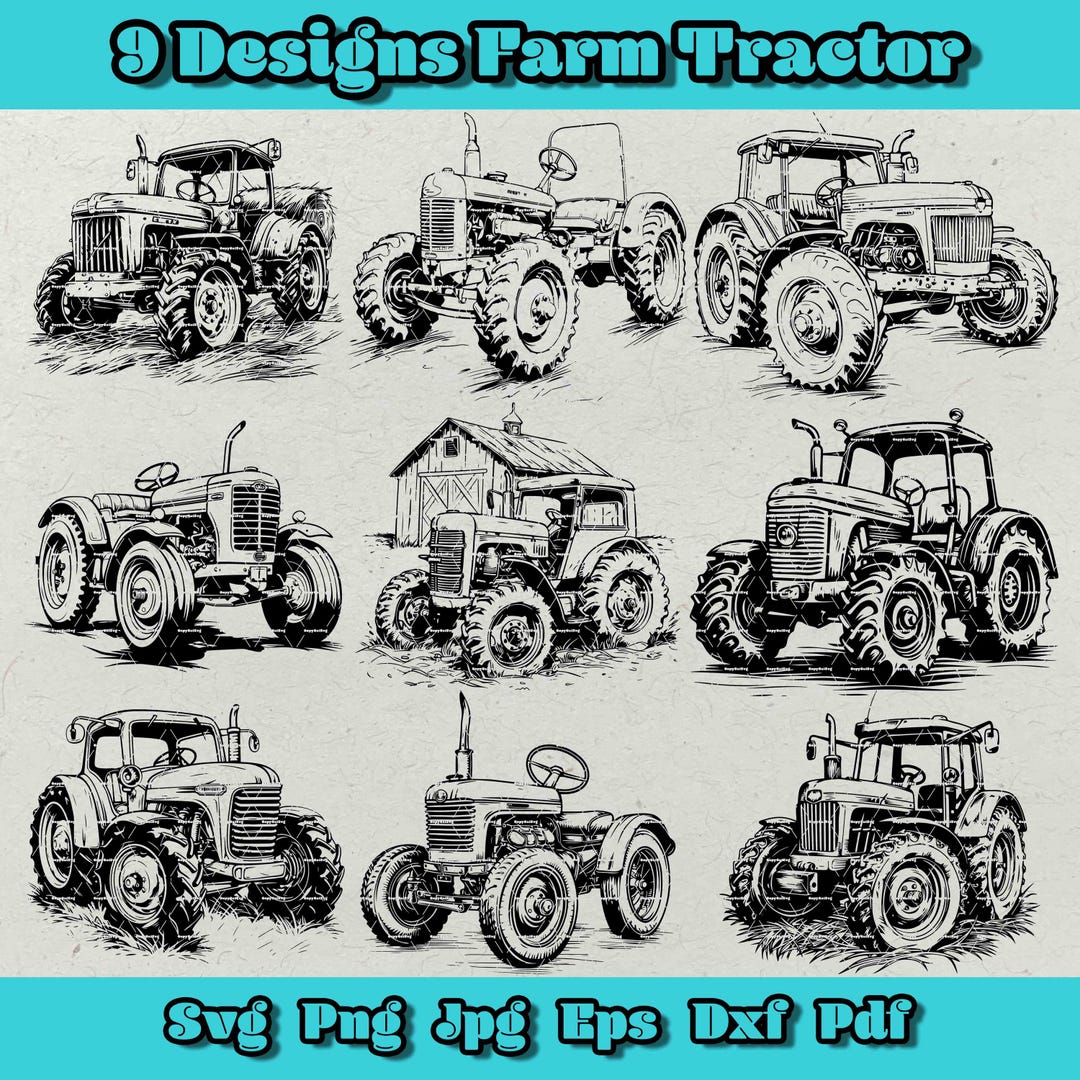 Farm Tractor Svg Bundle, Wooden Cabin Svg, Vintage Tractor Png, Rustic ...