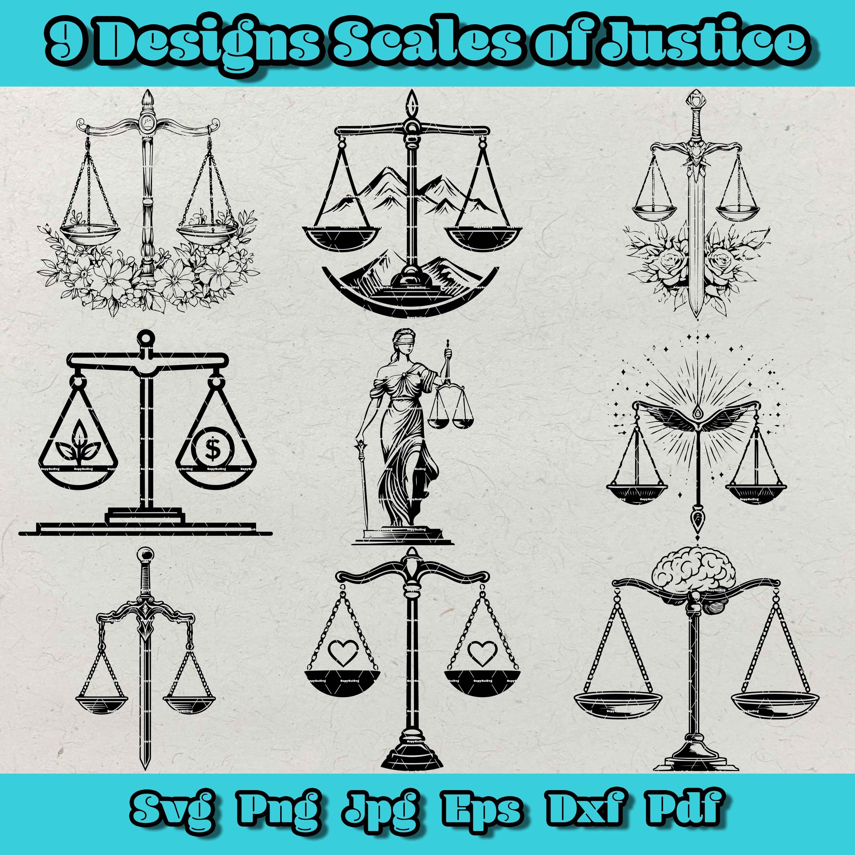 Scales of Justice SVG Bundle: Lady Justice Clipart (digital Product) - Etsy
