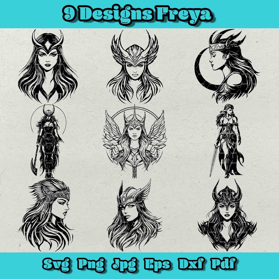 Freya Goddess SVG Bundle: Viking Norse Mythology Clipart (digital ...