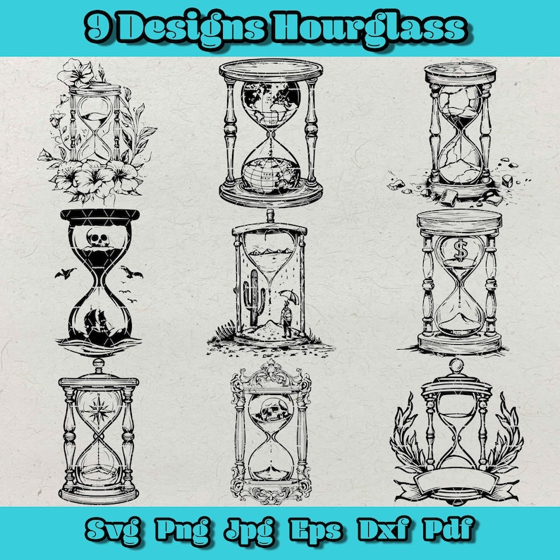 Hourglass SVG Bundle, Pirate Themed Hourglass Svg, Skull Themed ...