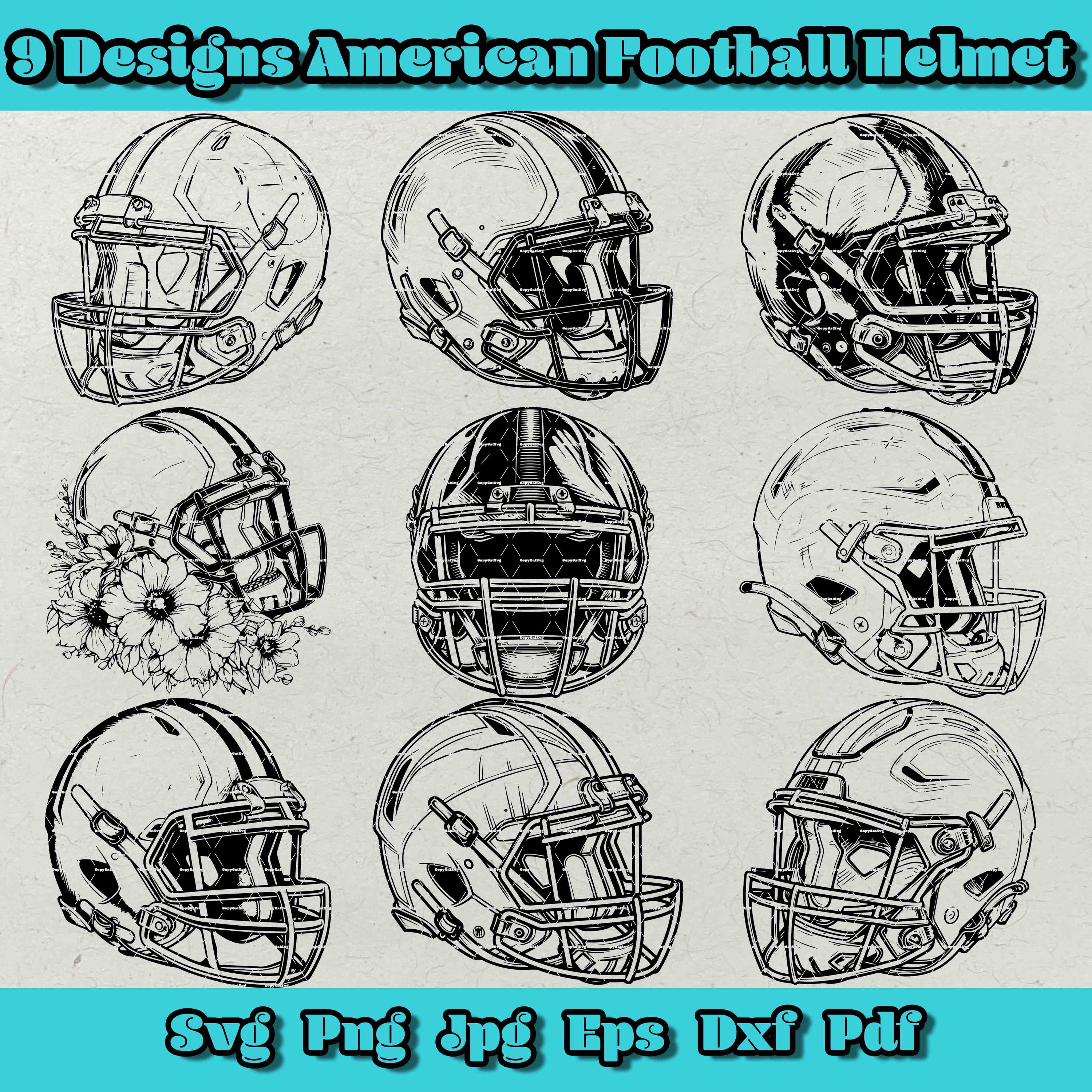 American Football Helmet SVG Bundle: 9 Designs (digital Product) - Etsy