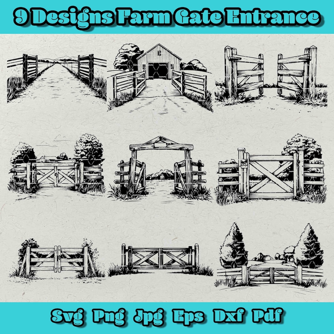 Farm Gate Entrance Svg Bundle, Wooden Farm Gate Png, Rustic Farmhouse ...