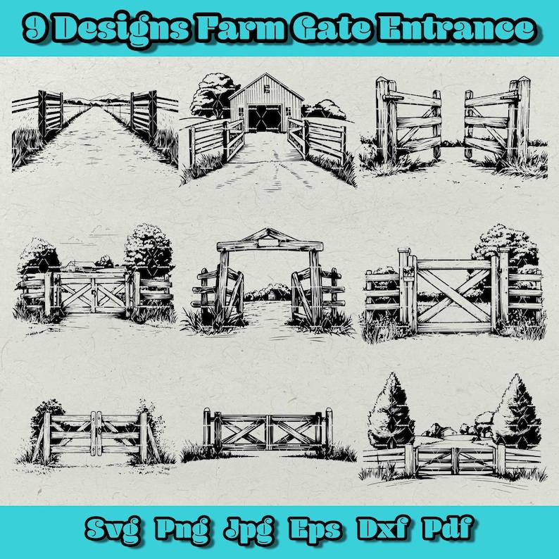 Farm Gate Entrance Svg Bundle, Wooden Farm Gate Png, Rustic Farmhouse ...