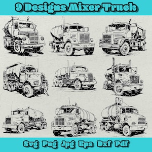 Mixer Truck Svg Bundle, Truck Png, Concrete Mixer Truck Dxf, Cement ...