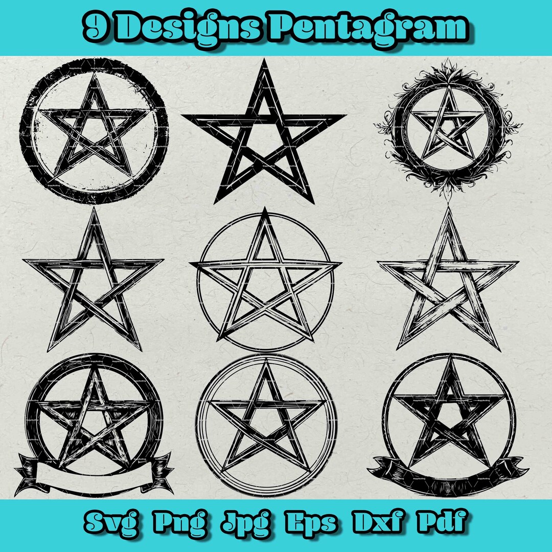 Pentagram SVG Bundle, Mystic Star Clipart, Occult Symbol Png, Wiccan ...