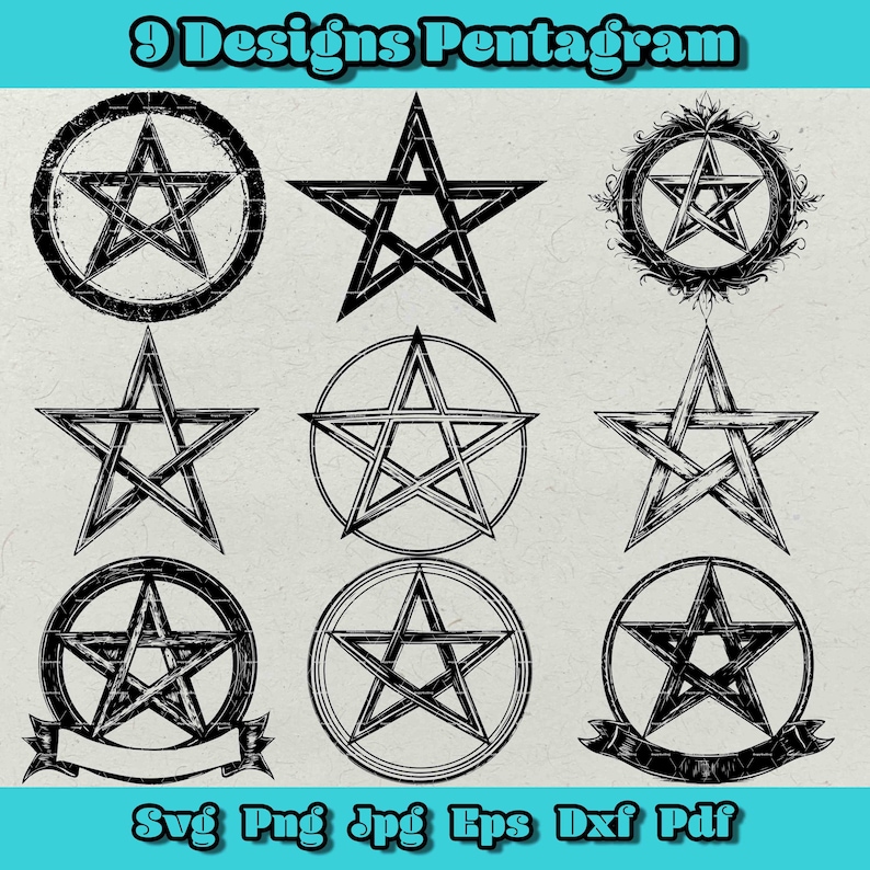 Pentagram SVG Bundle, Mystic Star Clipart, Occult Symbol Png, Wiccan Pentacle Dxf, Witchcraft ...