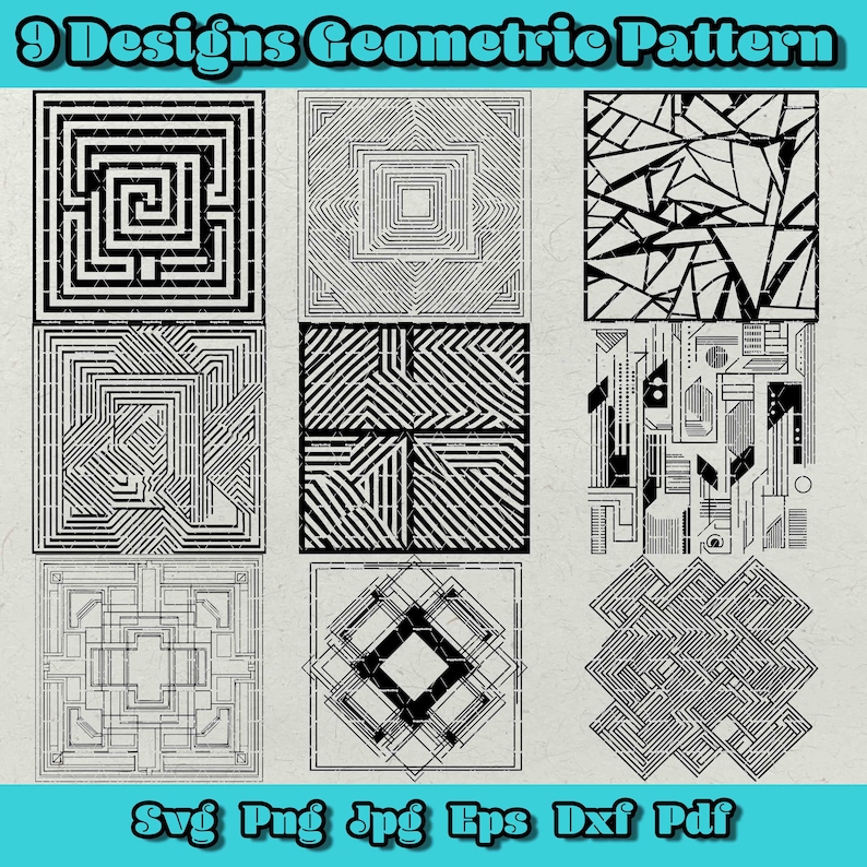 Modern Geometric Design SVG Bundle: Abstract Line Art (digital Vector ...