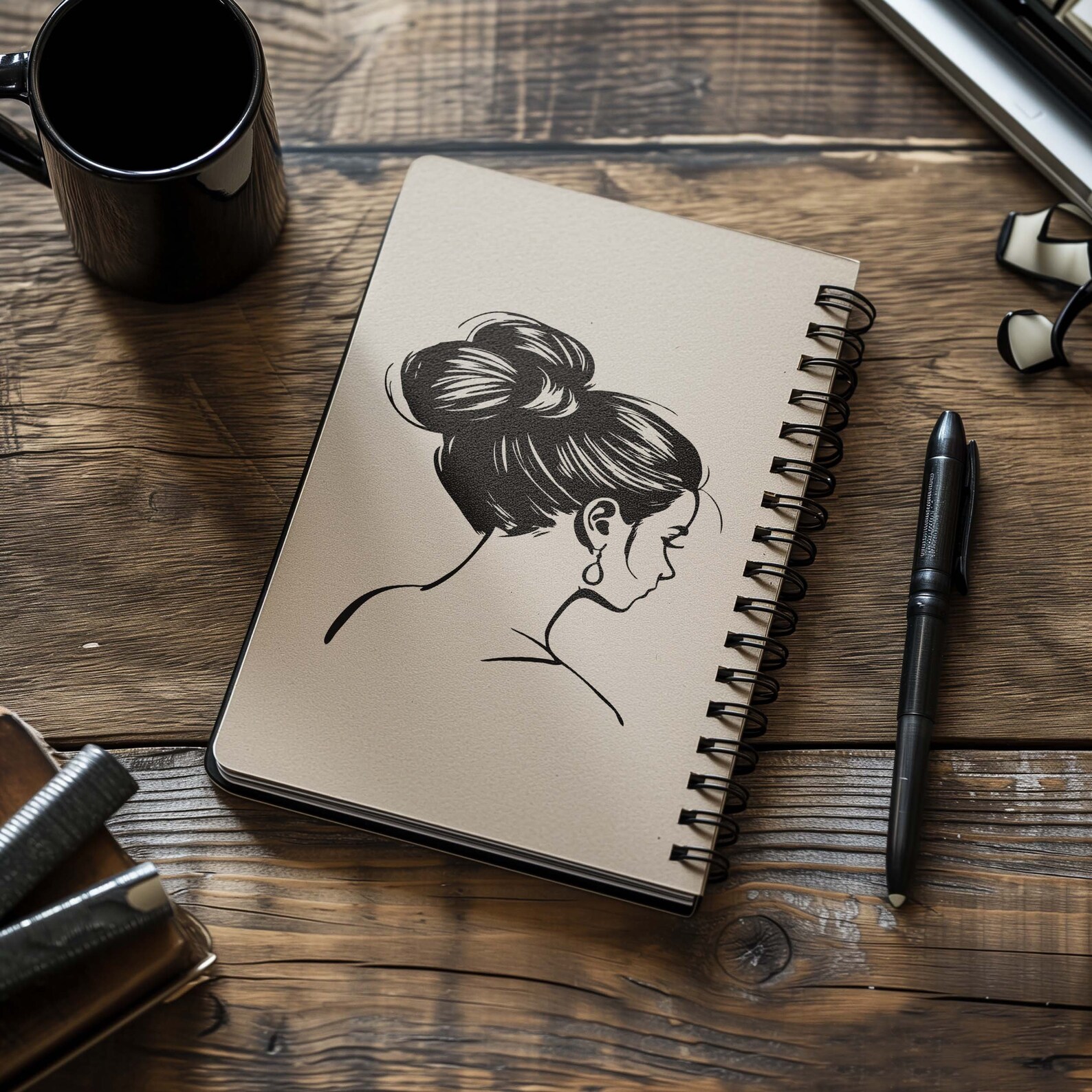 Messy Bun SVG, Hair SVG, Messy Bun Cut File, Messy Bun Face SVG, Mum ...