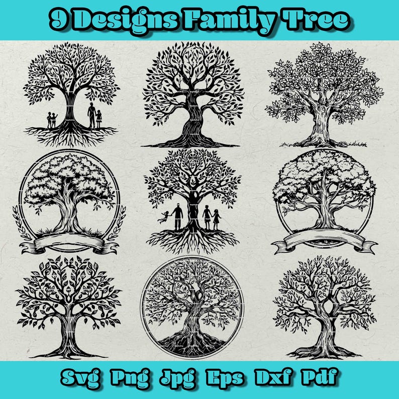 Family Tree SVG Bundle: Silhouette Designs (digital Download) - Etsy