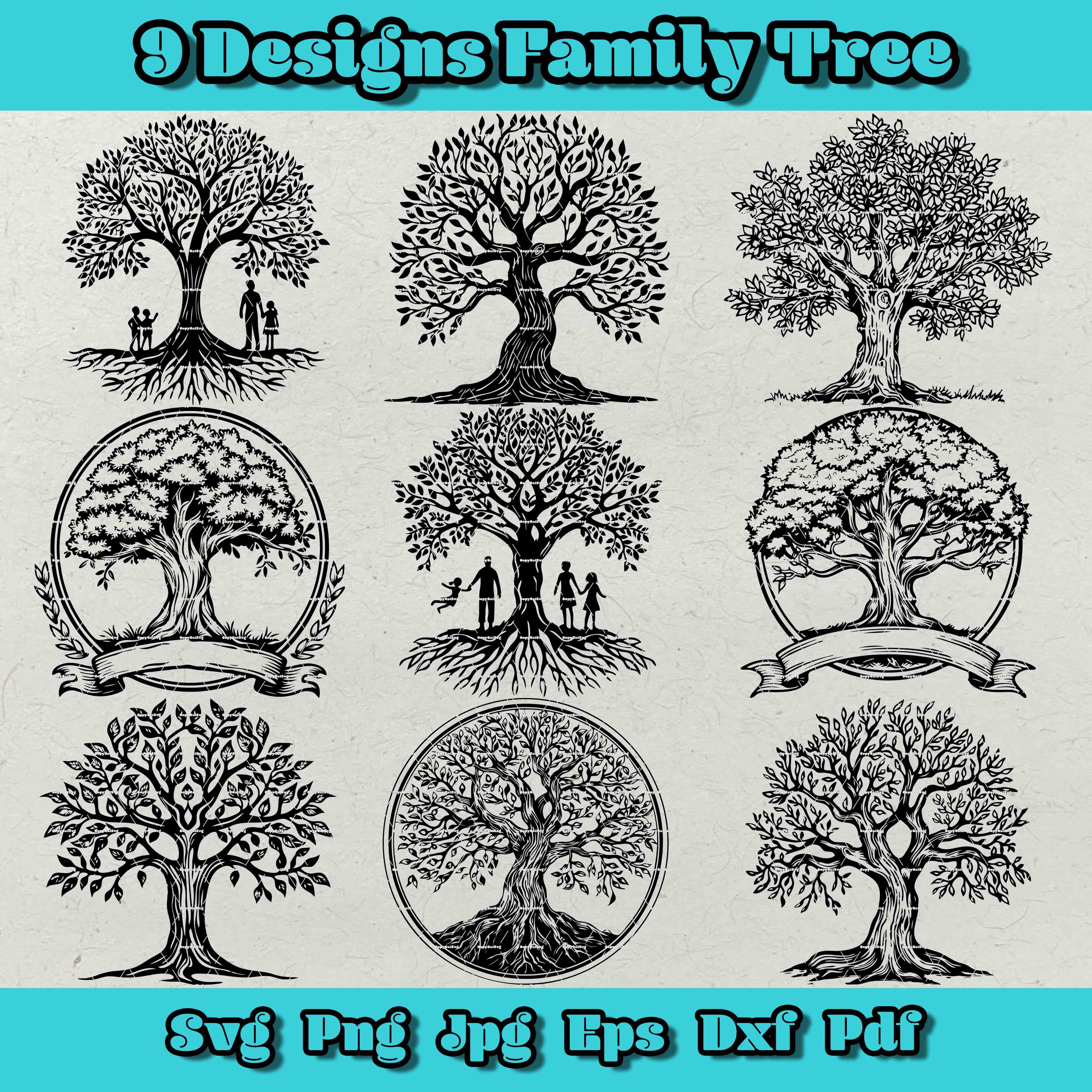 Family Tree SVG Bundle: Silhouette Designs (digital Download) - Etsy