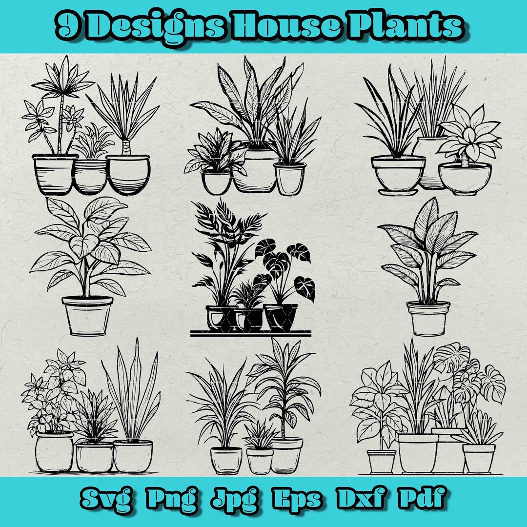 House Plants SVG Bundle: Botanical Home Decor Clipart (digital Download ...