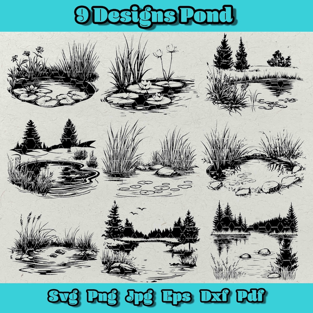 Pond SVG Bundle: Tranquil Water Scene Clipart (digital Product) - Etsy