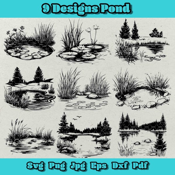 Lily Pads Drawing Art - Etsy