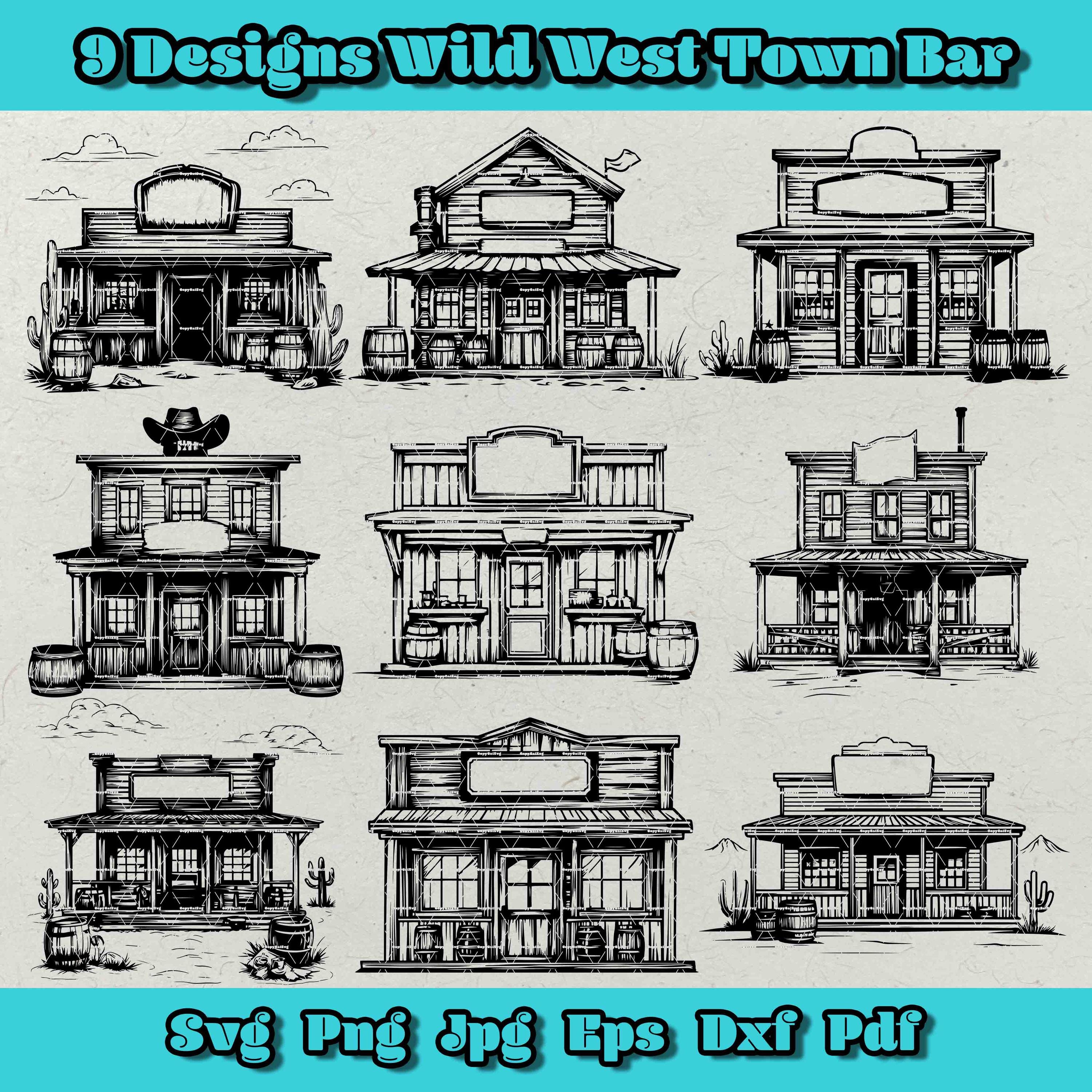 Wild West Town Bar Svg Bundle, Saloon Clipart Set, Cowboy Bar Png ...