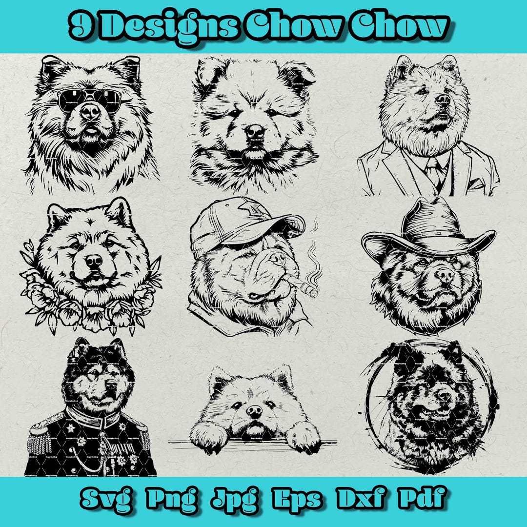 Chow Chow Dog SVG Bundle: Floral, Cowboy, Officer (digital Files) - Etsy