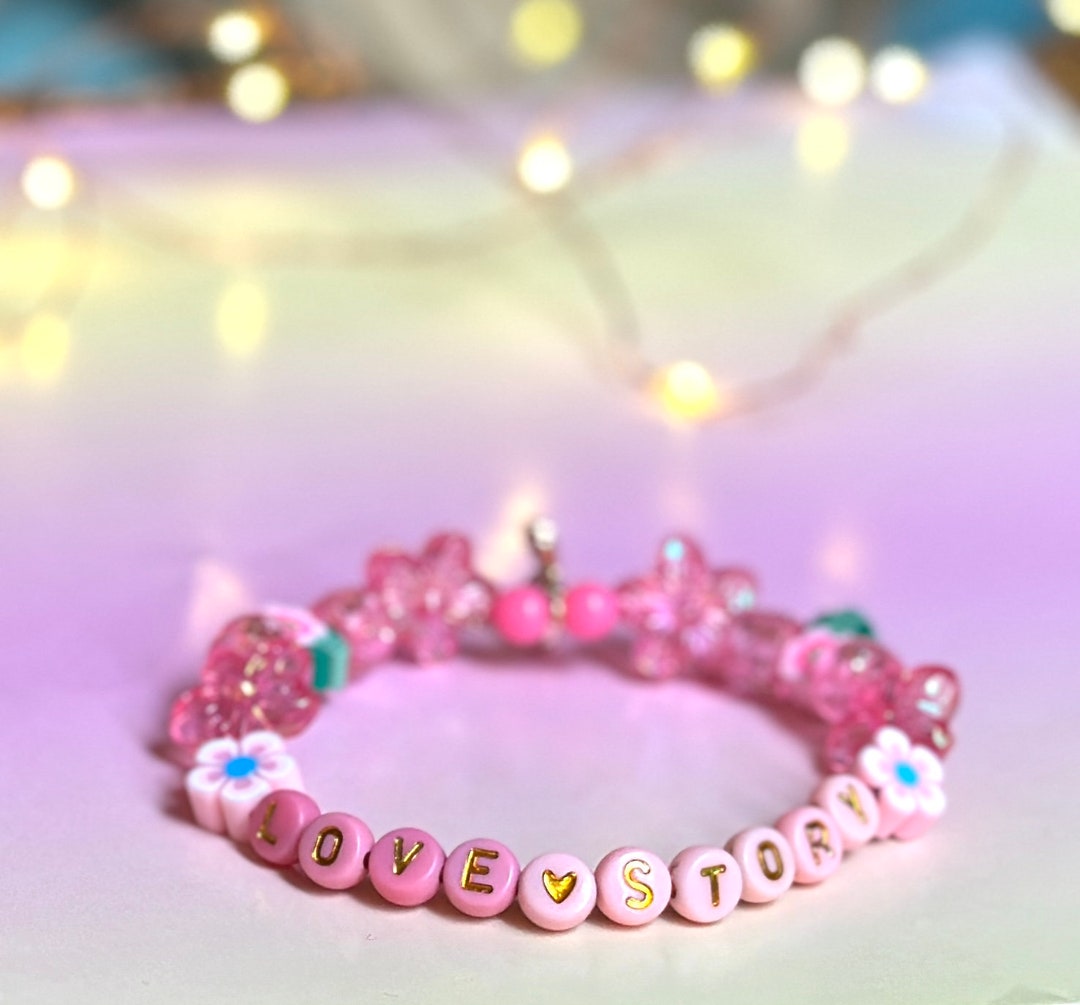 Love Story Taylor Swift Friendship Bracelet Pink Flowers Butterfly ...
