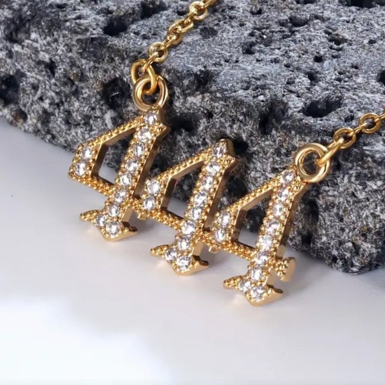 444 Angel Number Gold Necklace - Etsy