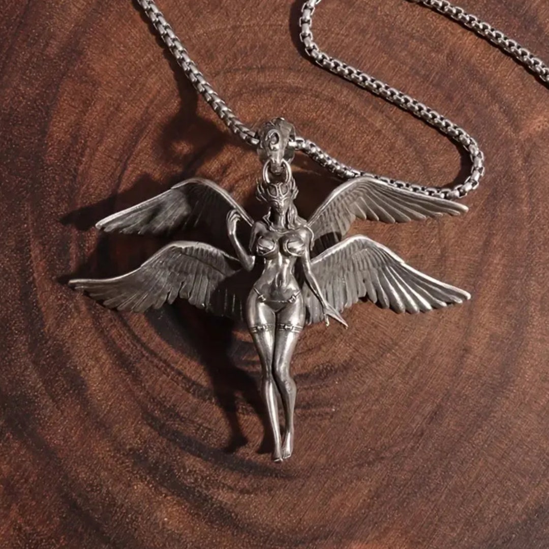 Edgy Mythical Angel Necklace Trendy Goth Jewelry - Etsy