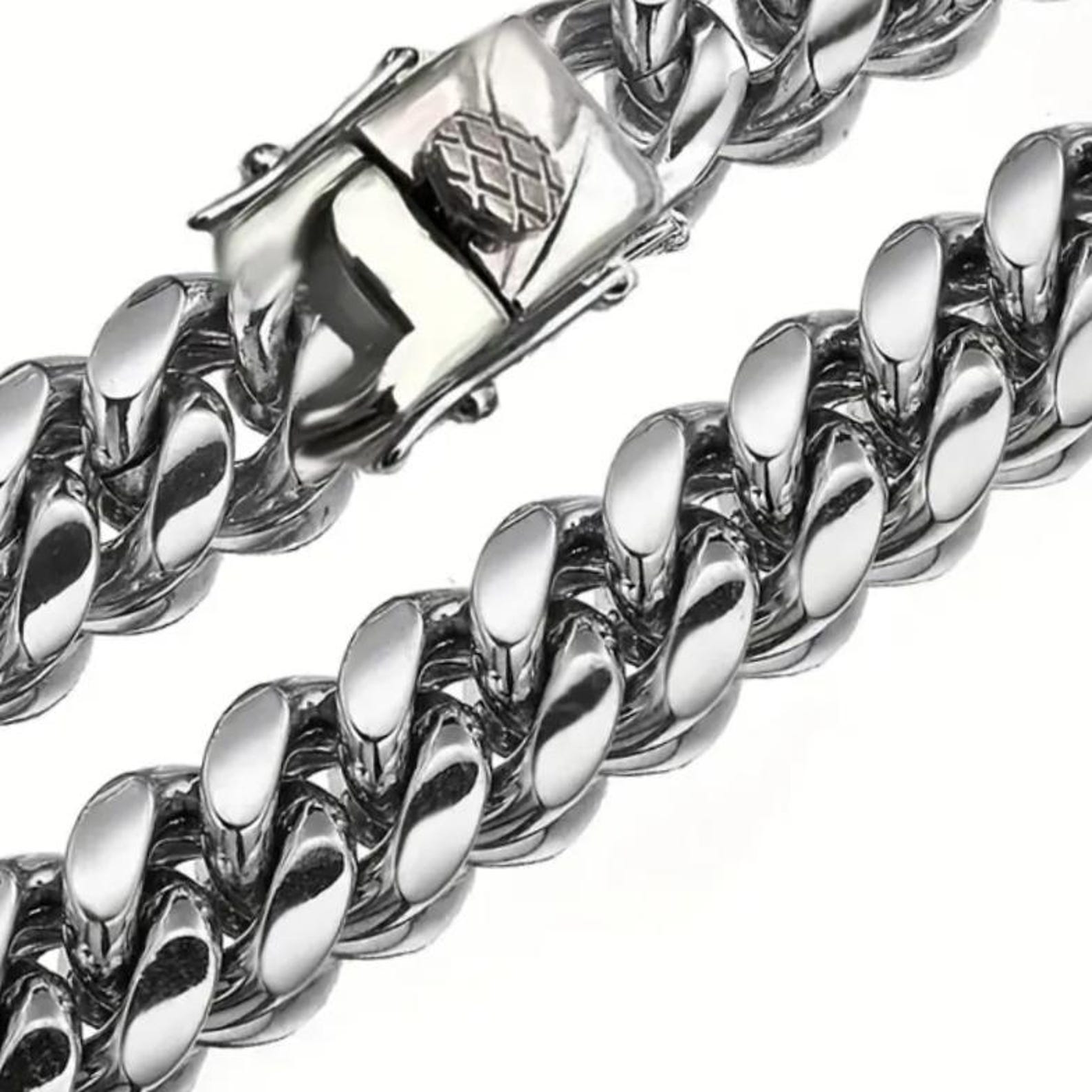 14mm Stainless Steel Cuban Link Chain 18 Inch Box Clasp Necklace - Etsy