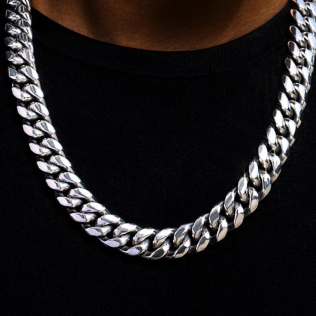 14mm Stainless Steel Cuban Link Chain 18 Inch Box Clasp Necklace - Etsy