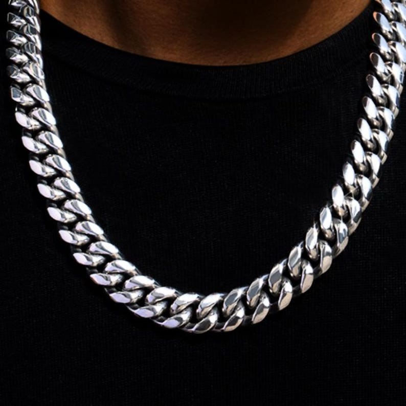 14mm Stainless Steel Cuban Link Chain 18 Inch Box Clasp Necklace - Etsy
