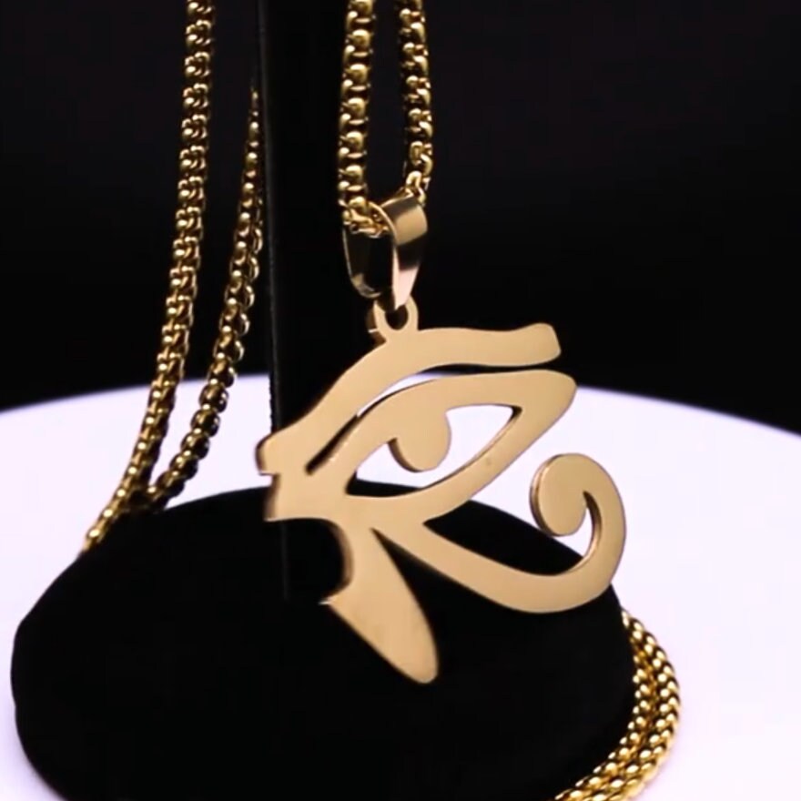 Egyptian Eye Symbol Gold Necklace Statement Jewelry - Etsy
