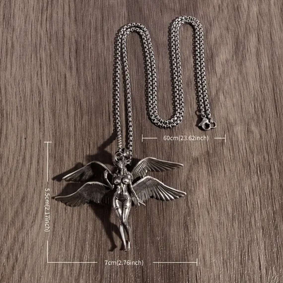 Edgy Mythical Angel Necklace Trendy Goth Jewelry - Etsy
