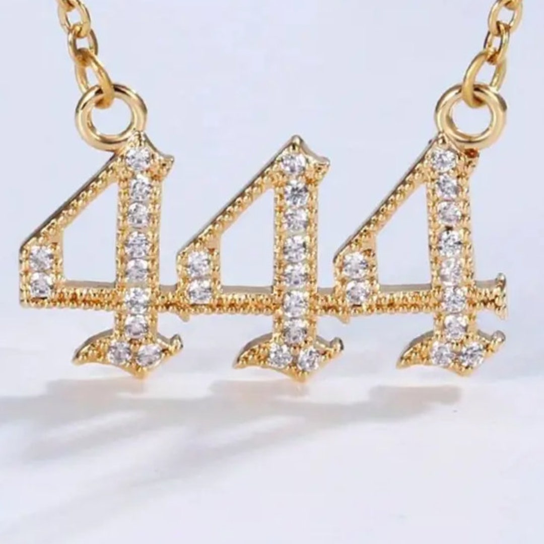 444 Angel Number Gold Necklace - Etsy