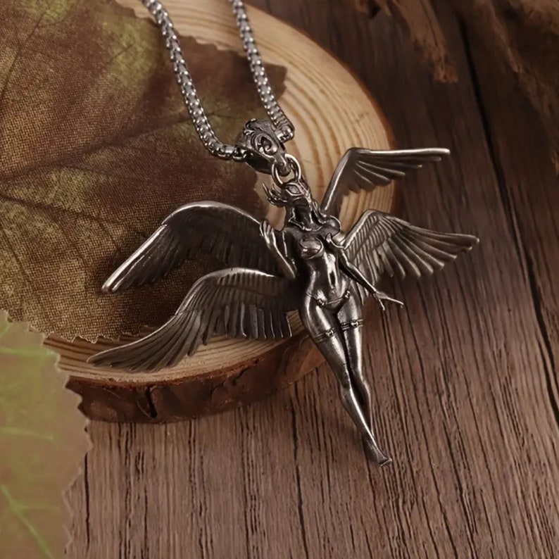 Edgy Mythical Angel Necklace Trendy Goth Jewelry - Etsy