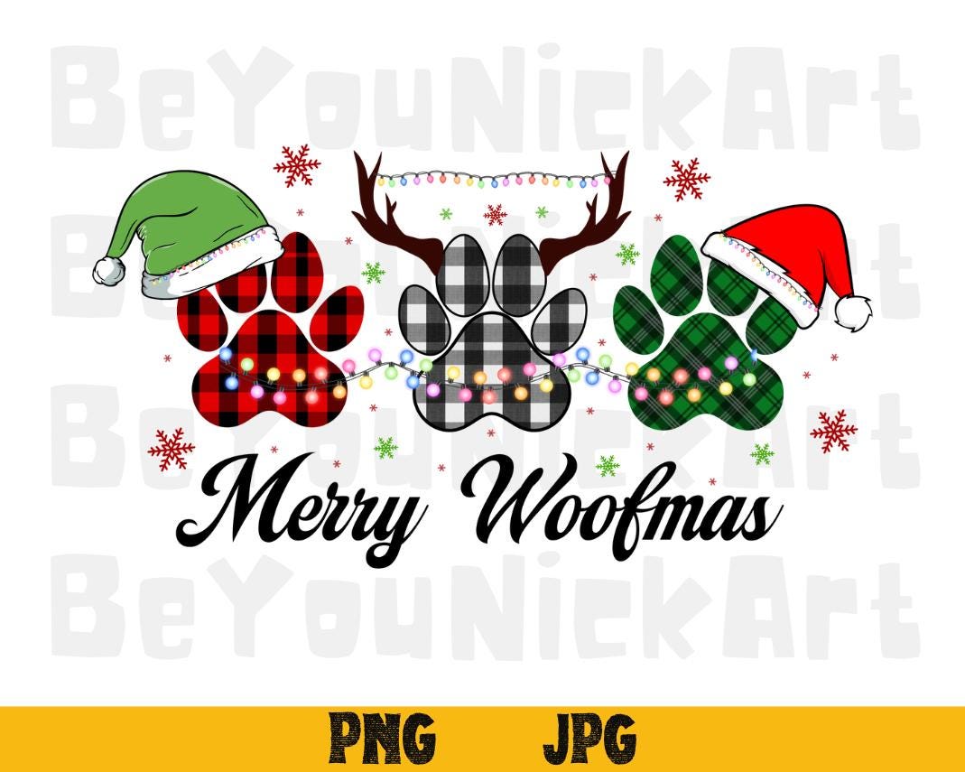 Merry Christmas Woofmas Png, Merry Woofmas Paws Png, Dog Christmas Png ...