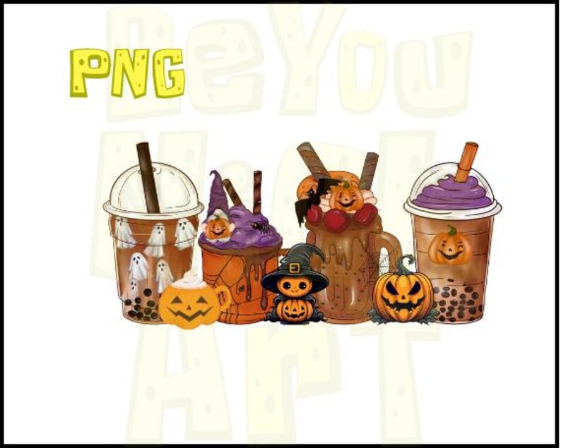 Halloween Coffee Png, Coffee Cups Png, Cute Scary Fall Halloween Horror ...