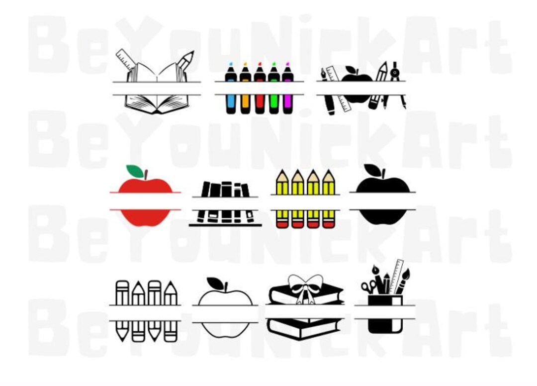 Teacher Split Monogram Bundle, Teacher Svg Bundle, Teacher Gift Svg Png ...