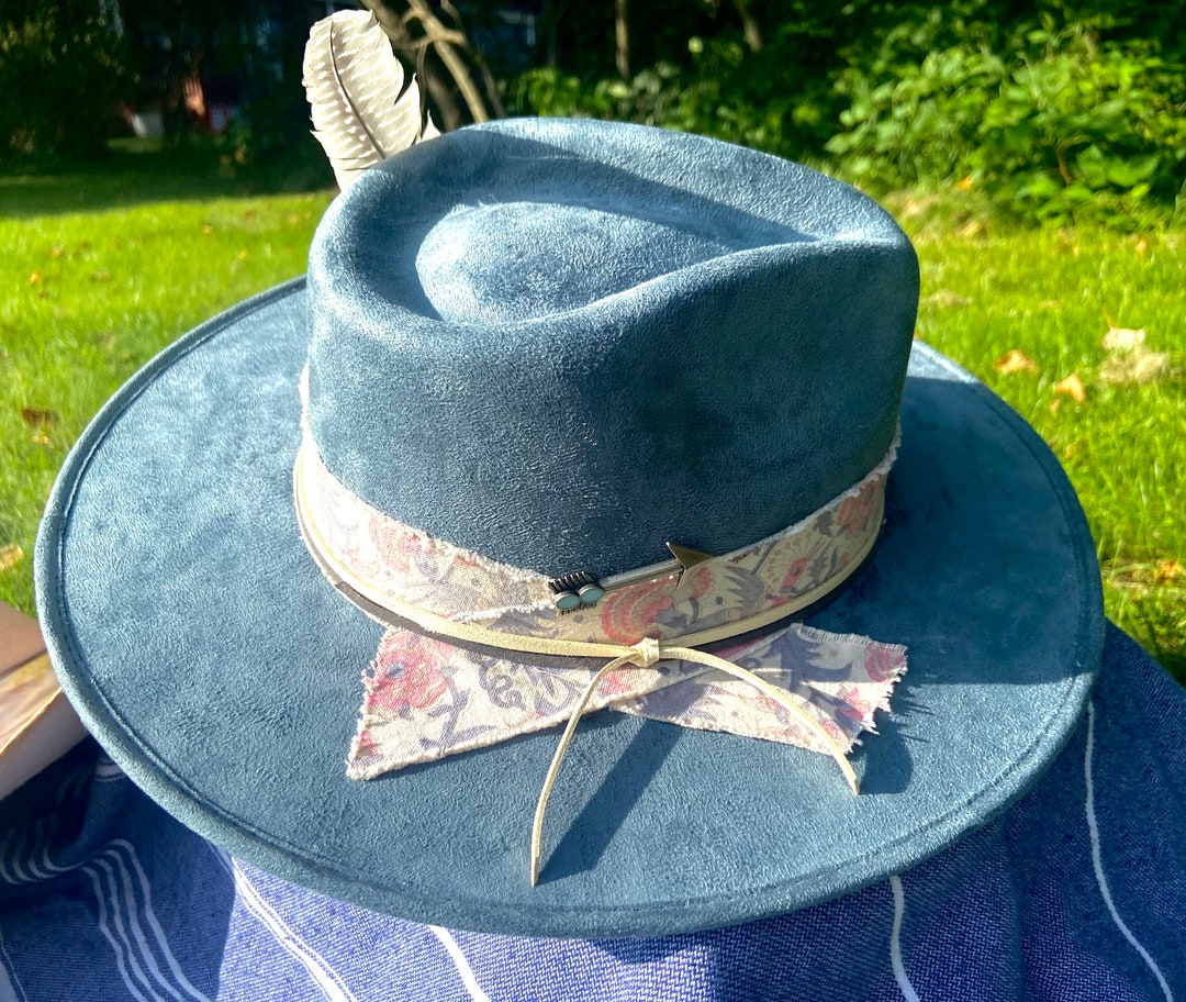 Peacock Blue Custom Made Suede Rancher Hat - Etsy