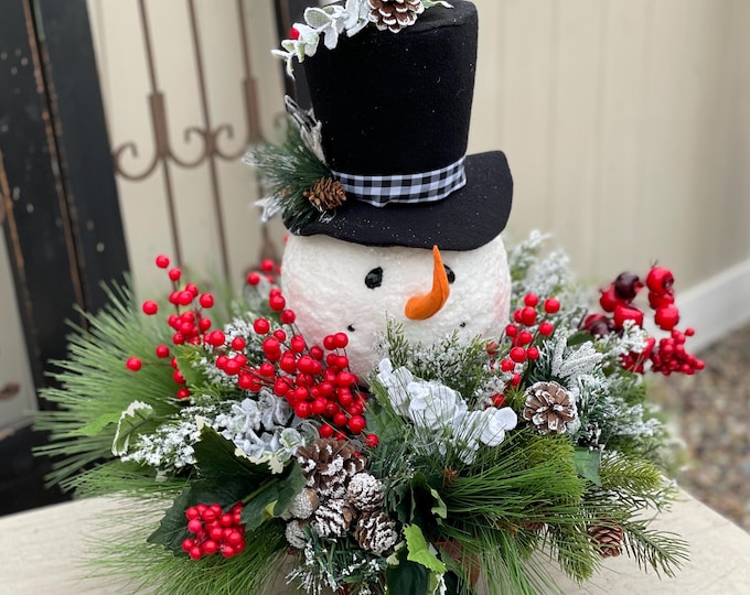 Christmas Centerpiece for Table, Snowman Centerpiece, Centerpiece ...