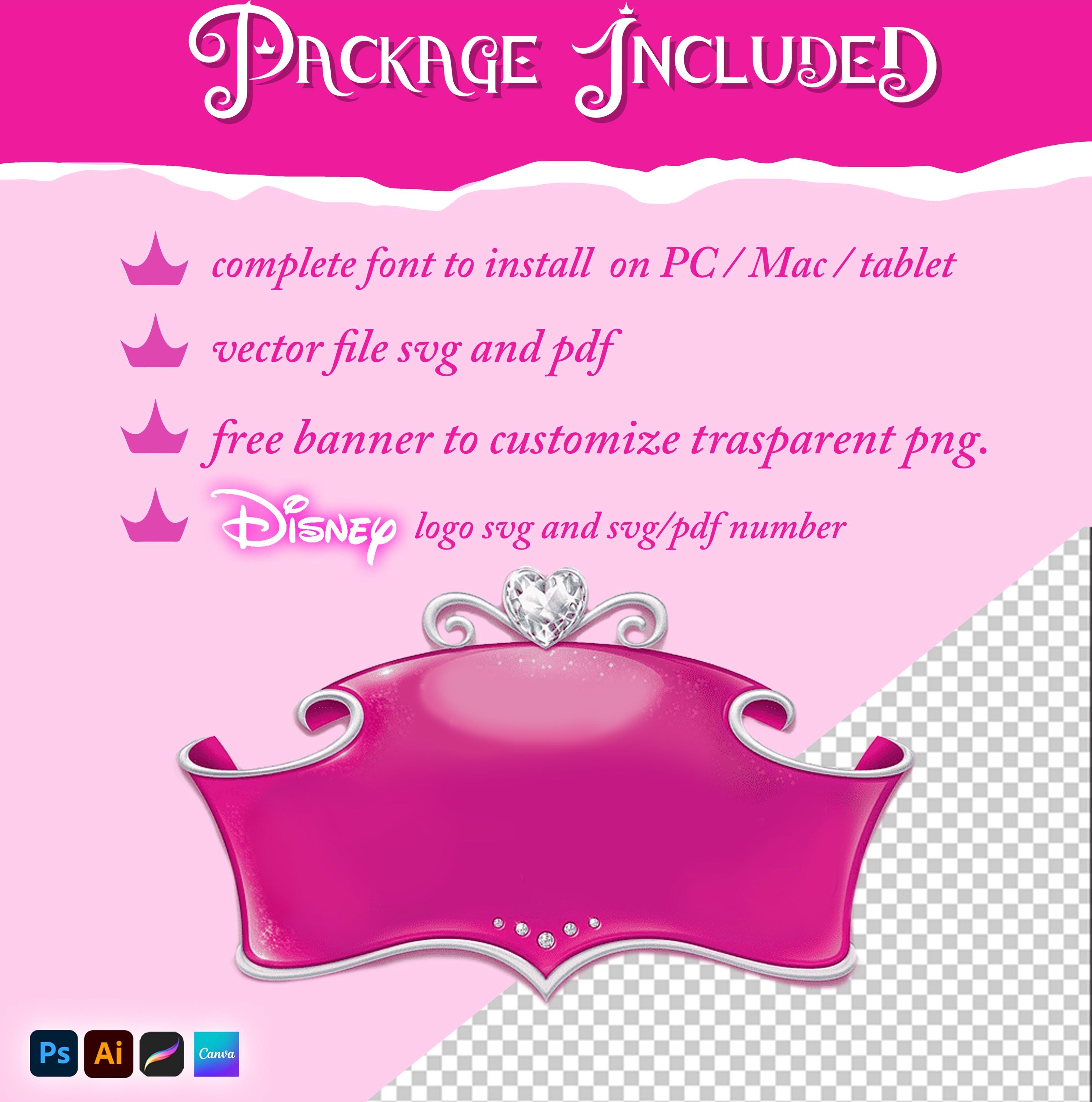 Disney Princess Svg Font Letters Alphabet, Princess Birthday Party ...