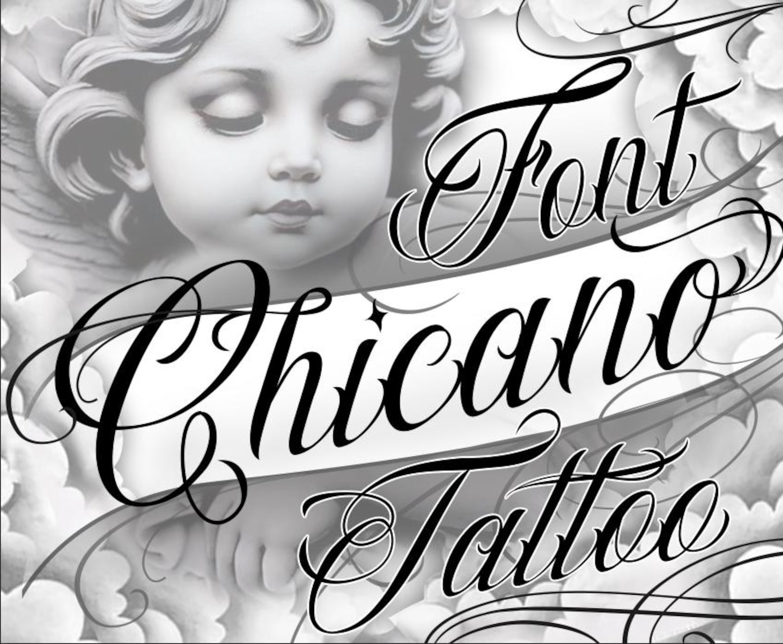 Chicano Tattoo Font – Gangster Script, Swoosh+lettering, Blackletter ...