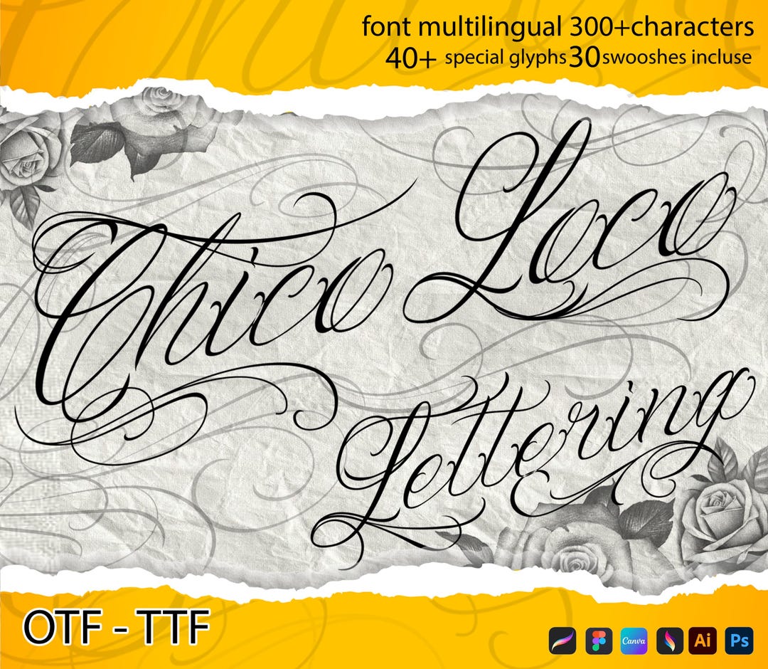 Tattoo Font Script Chicano Style- Chicoloco Font, OTF -TTF, Font on ...