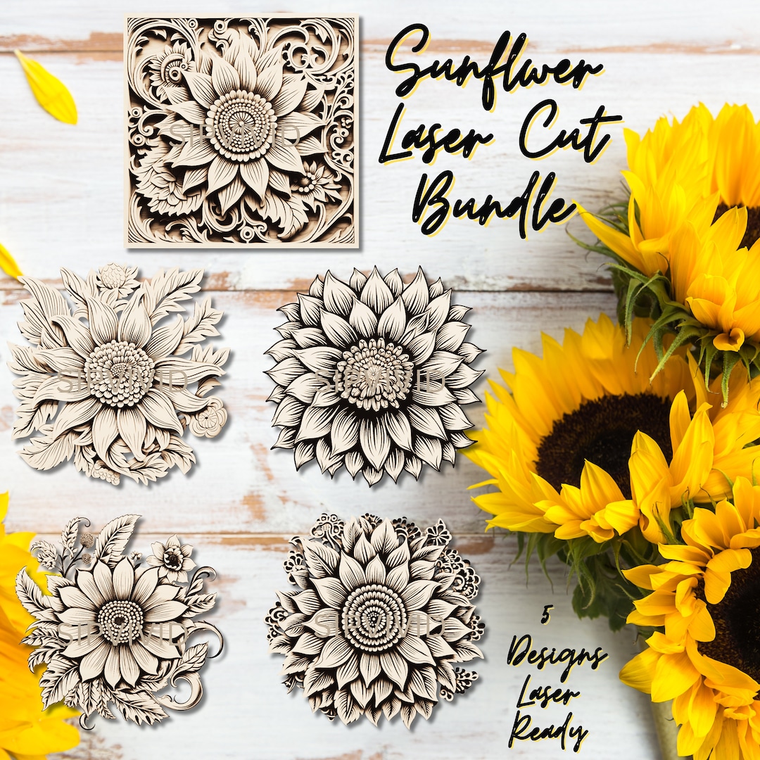 Laser Cut Files Sunflower Bundle DIY Sunflower Laser Cut Bundle for ...