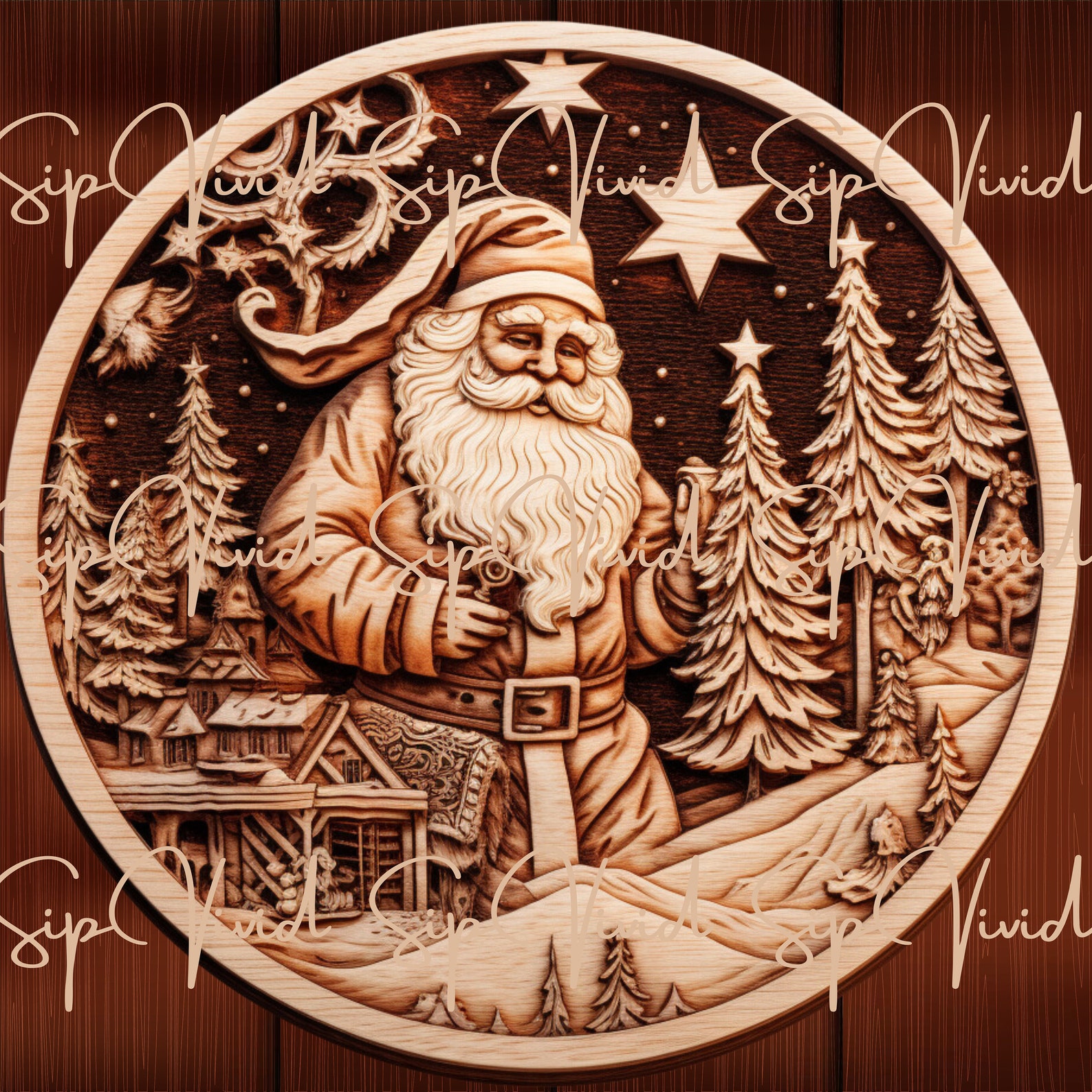 Laser Cut Files Santa Ornament Laser Engrave File 3D Illusion PNG SVG ...