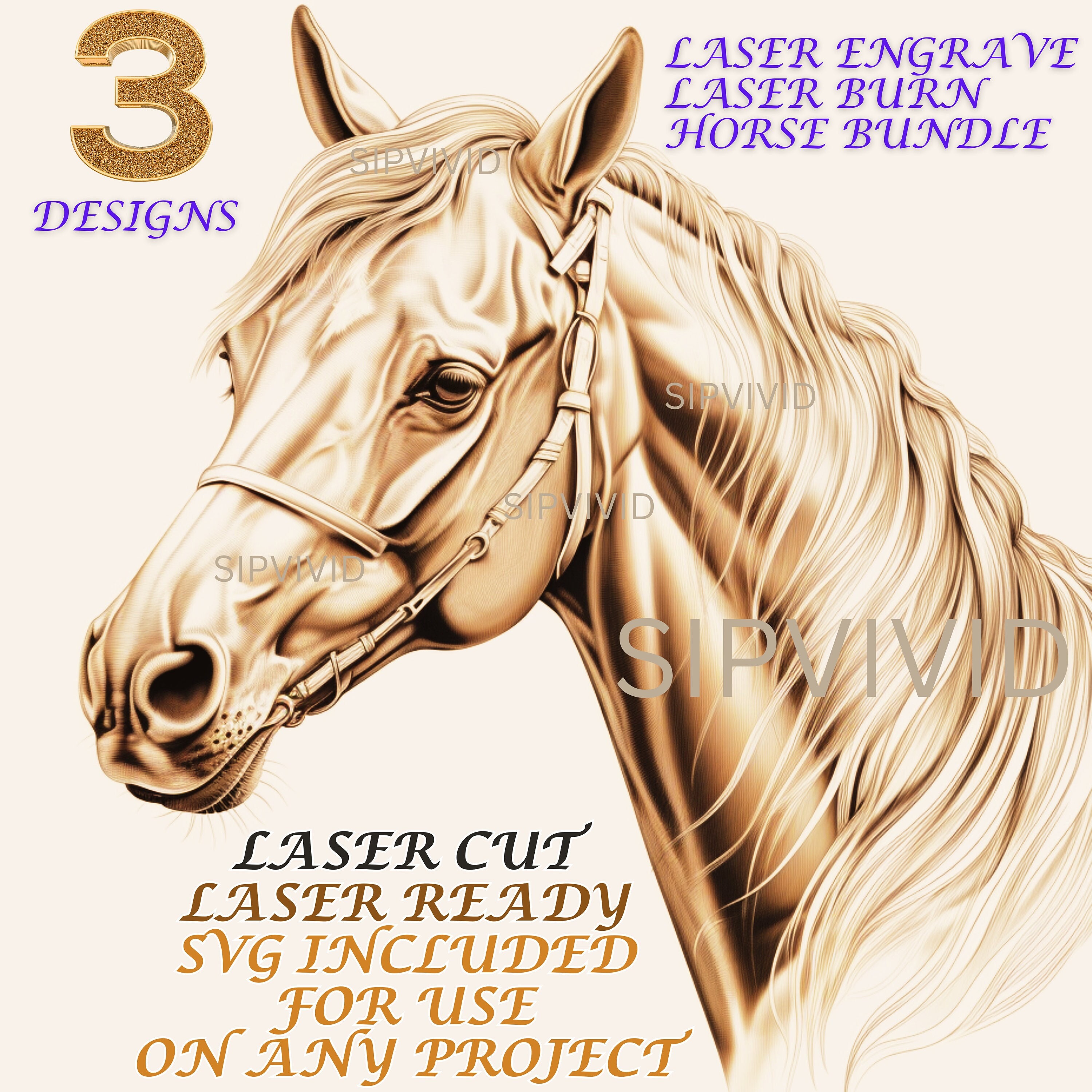 Laser Cut Files Horses DIY Horses Laser Cut Bundle for Wood Projects Glowforge Ready Designs ...