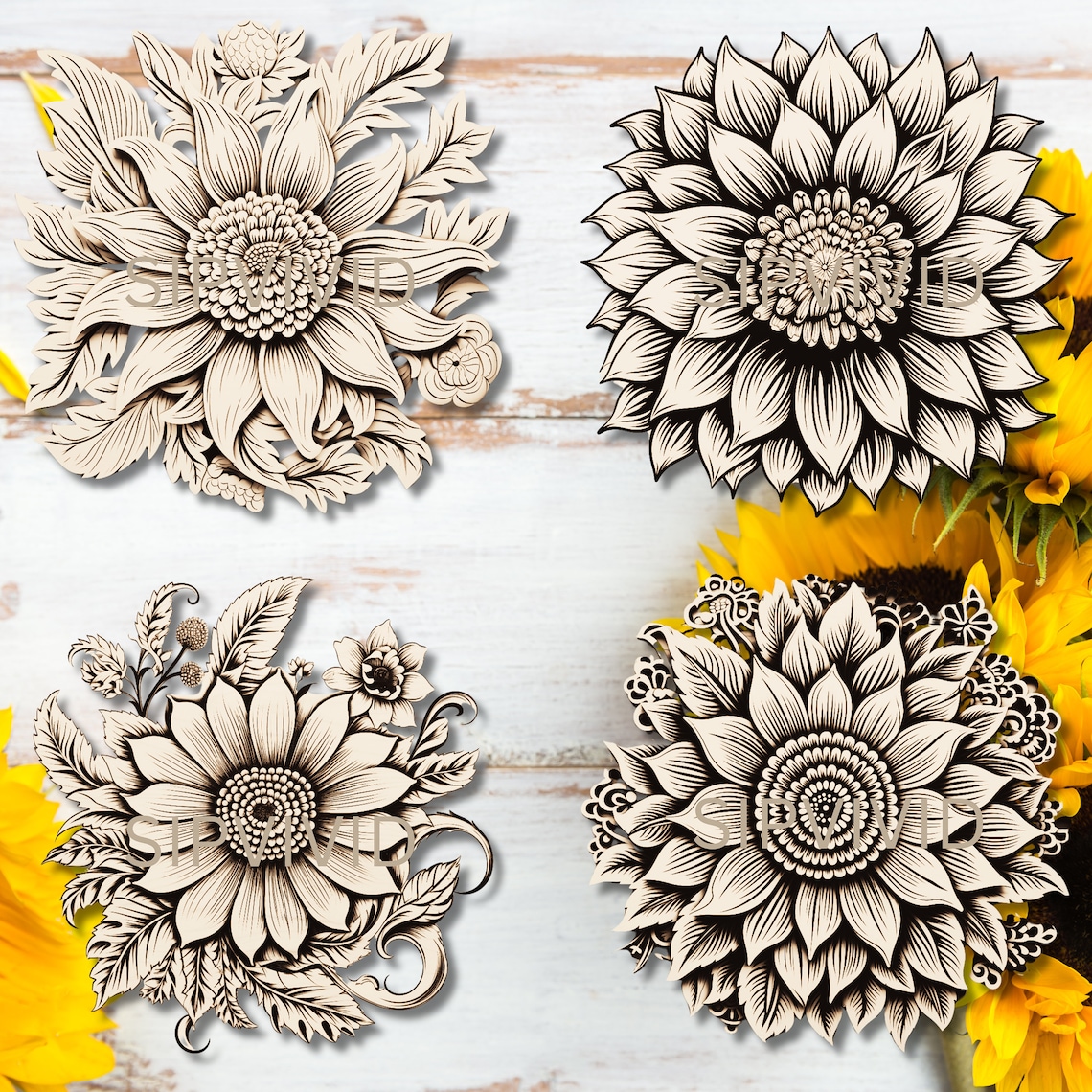 Laser Cut Files Sunflower Bundle DIY Sunflower Laser Cut Bundle for ...