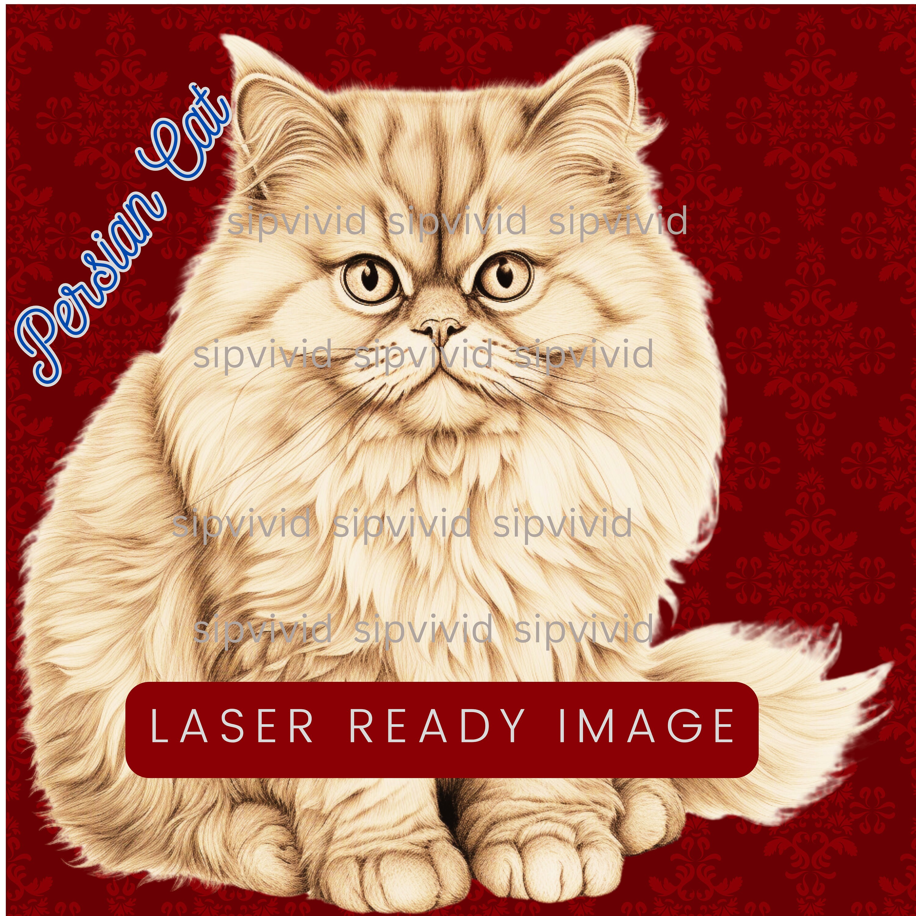 Laser Cut Files Persian Cat for Lightburn Glow Forge SVG PNG Vector ...
