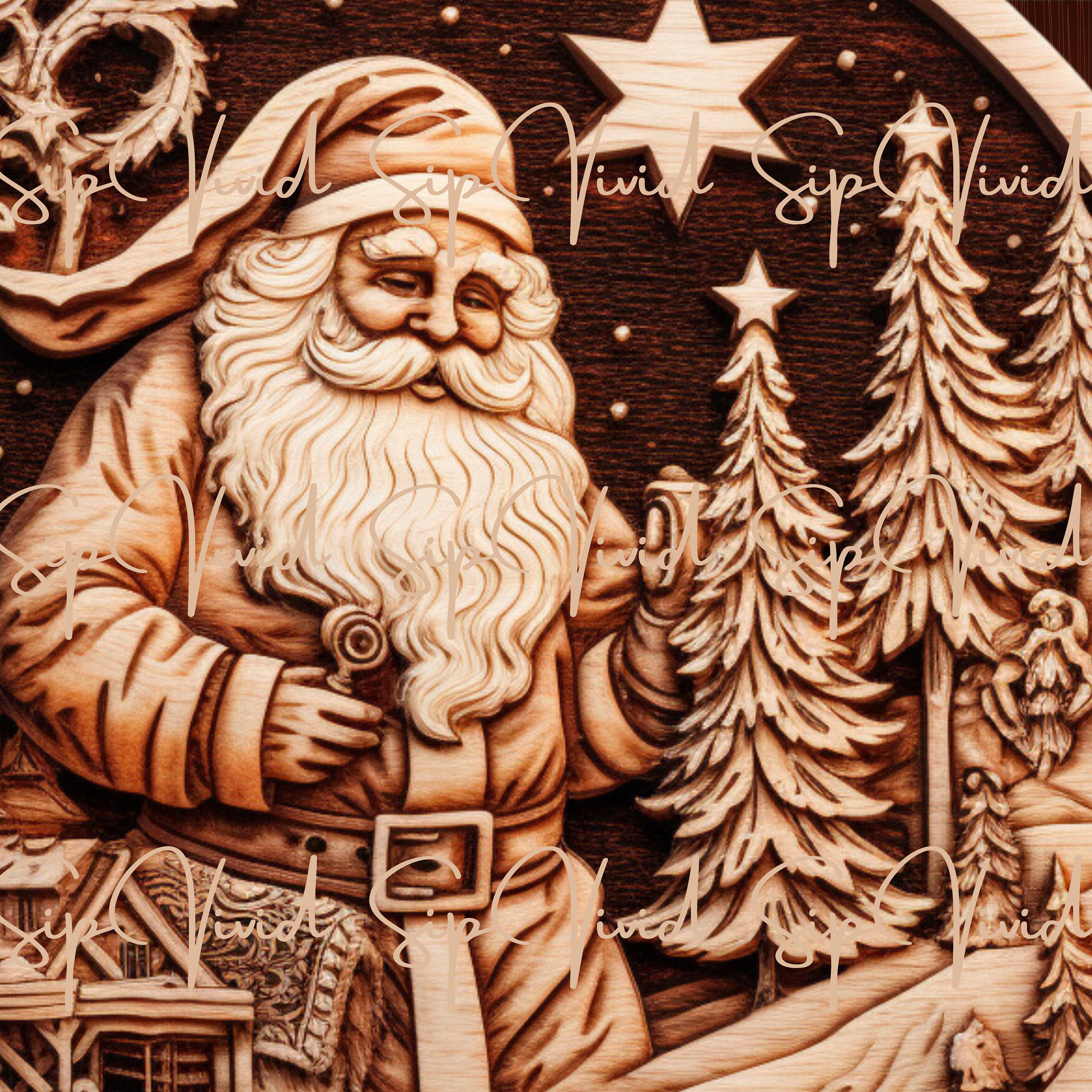 Laser Cut Santa Ornament File: 3D Engraving Vector (digital File) - Etsy