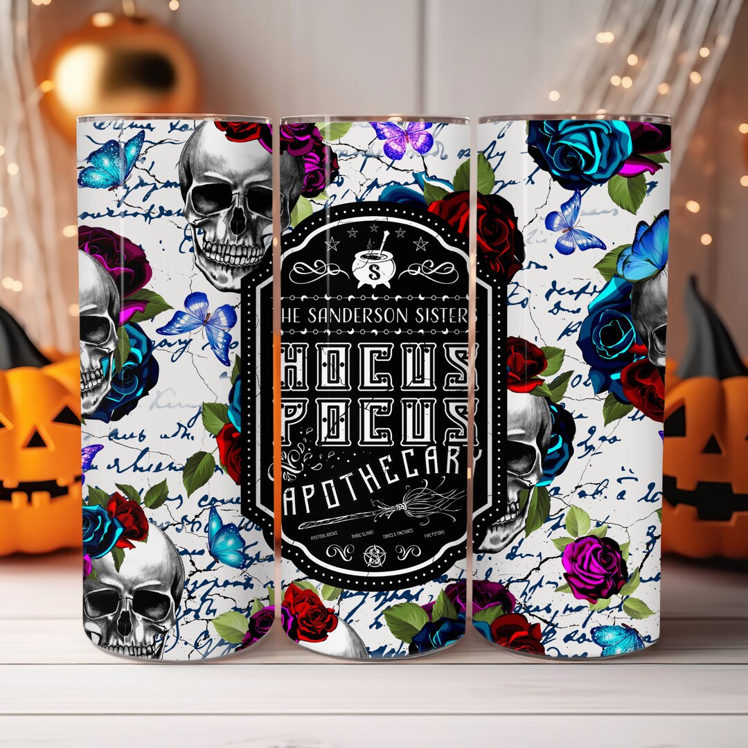 Hocus Pocus / Skulls / Butterflies / Flower Tumbler - Etsy