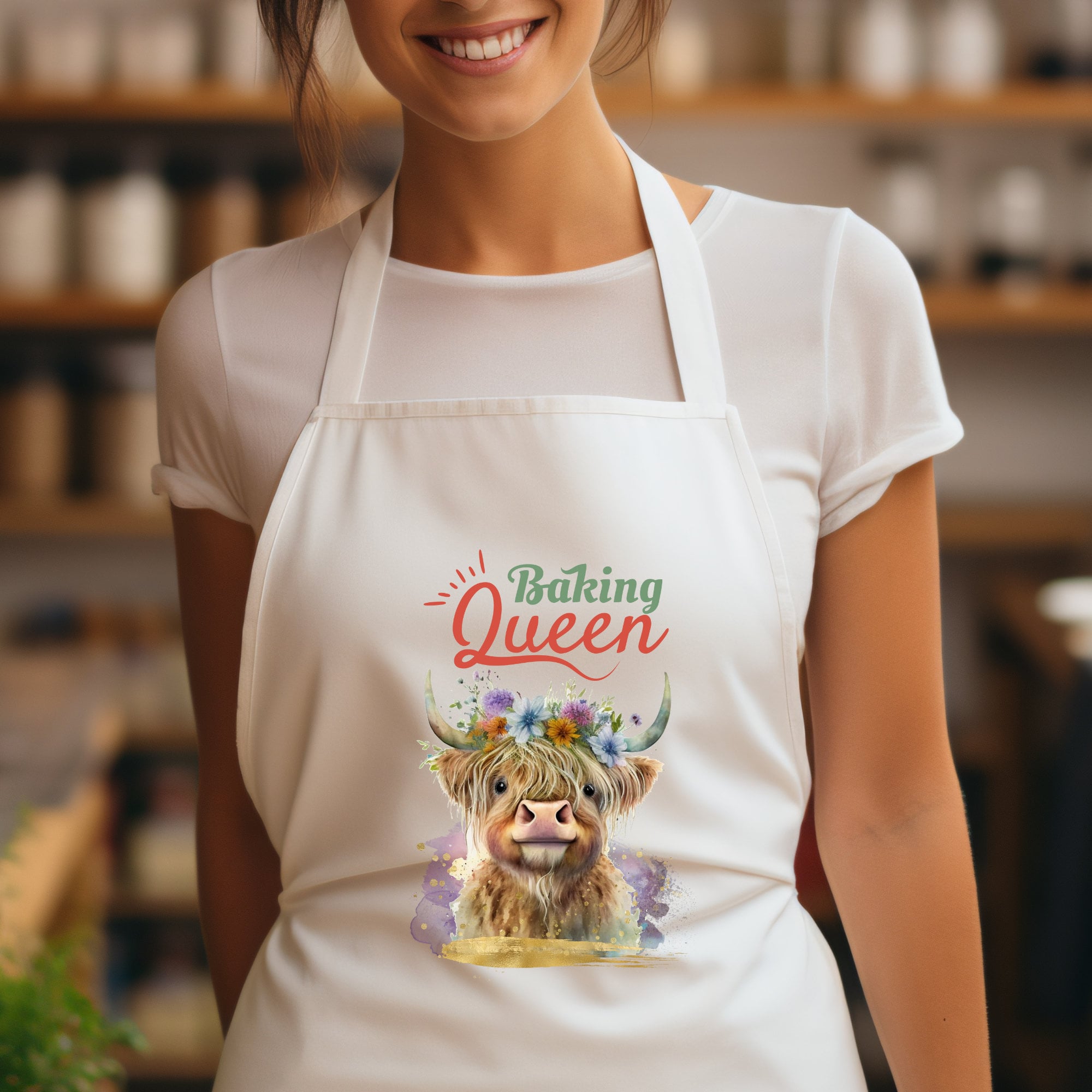 Apron / Kitchen Towel / Highland Cow Baking Queen / Gift / Set ...