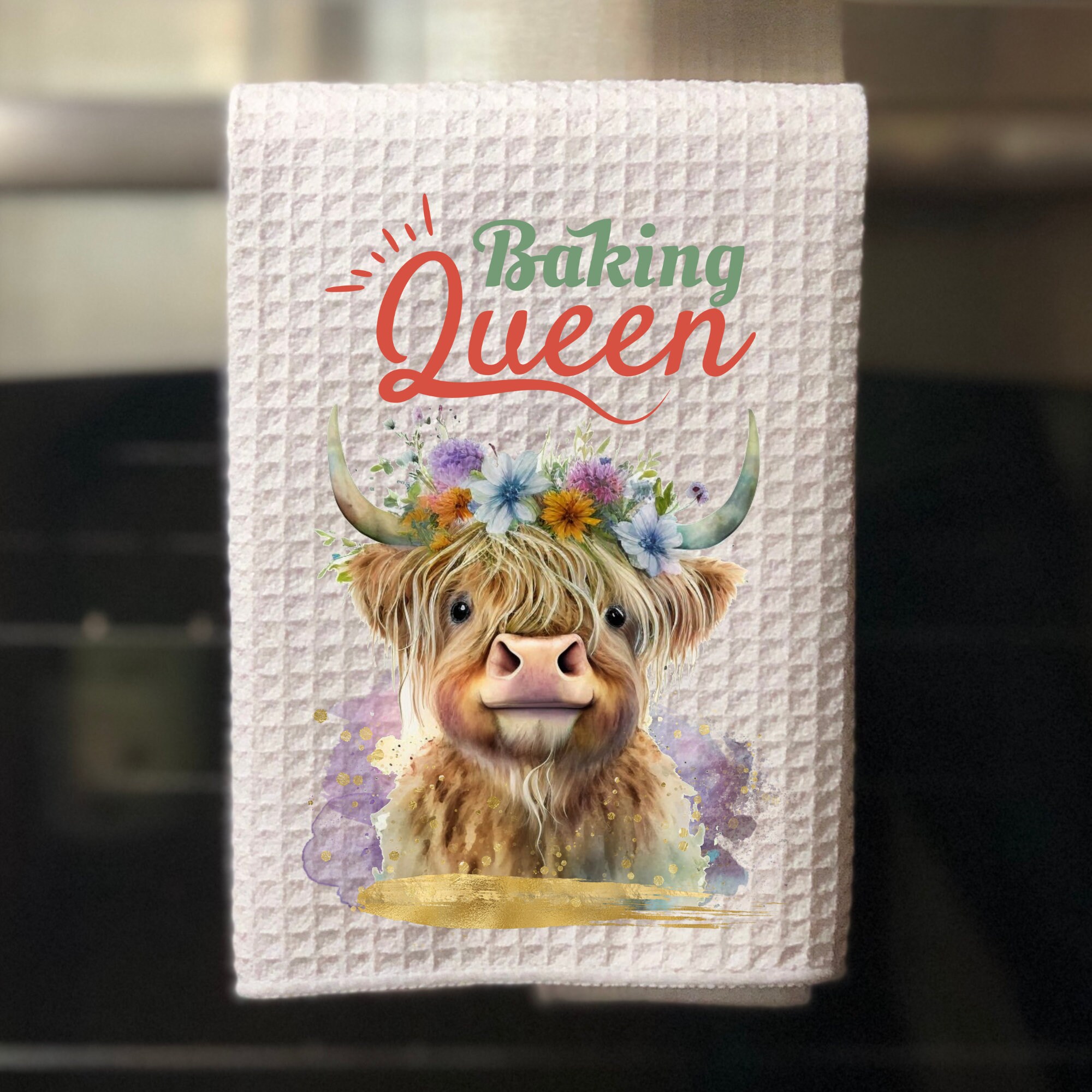 Apron / Kitchen Towel / Highland Cow Baking Queen / Gift / Set ...